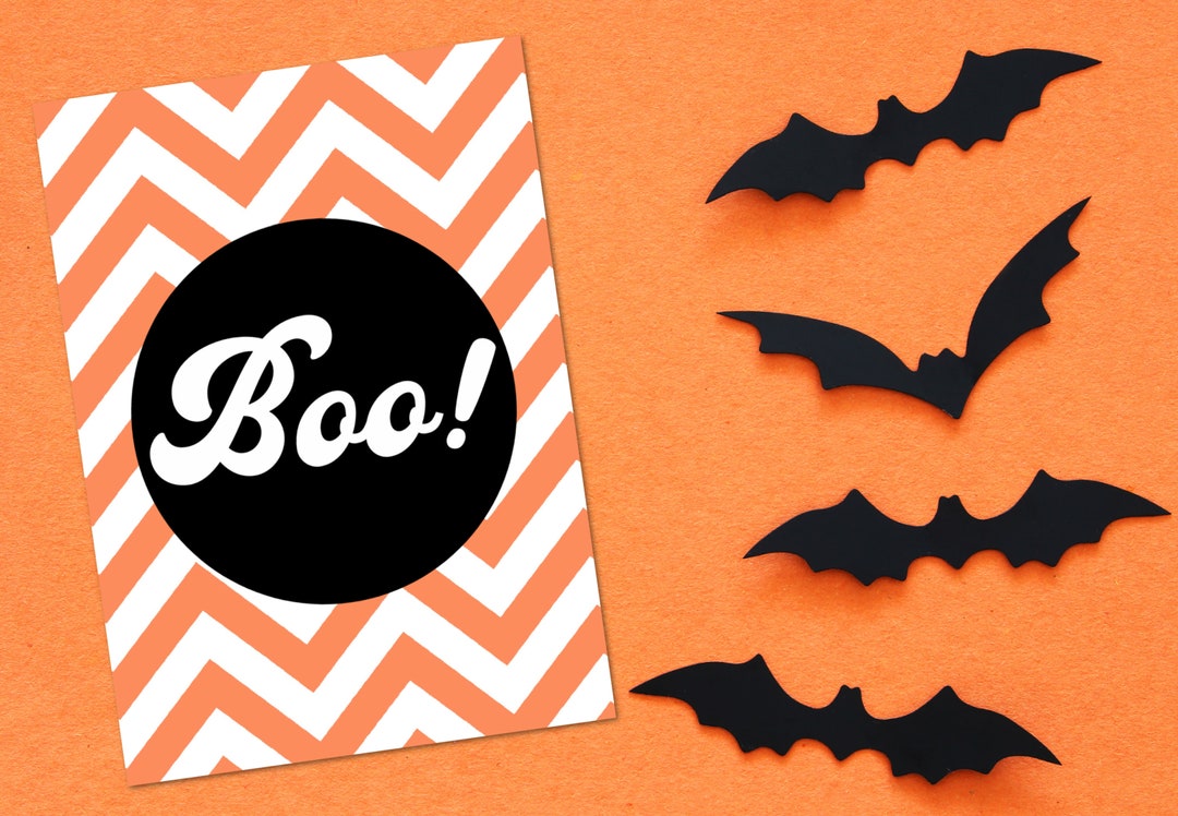 Halloween Card, Printable, Halloween Greeting Card, Boo! Card, Cute ...
