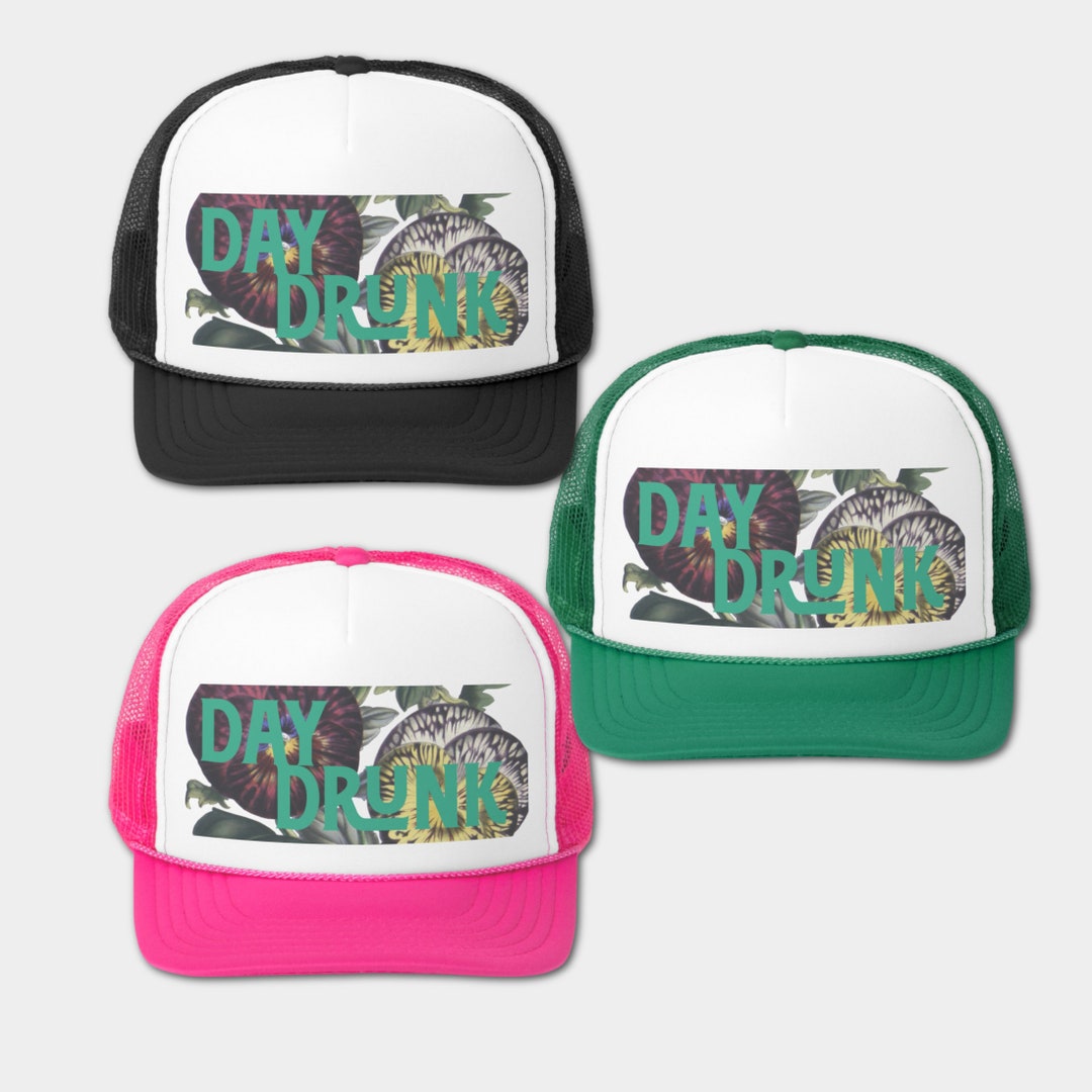 Day Drunk Trucker Hat Snapback Available in 3 Colors - Green, Pink ...