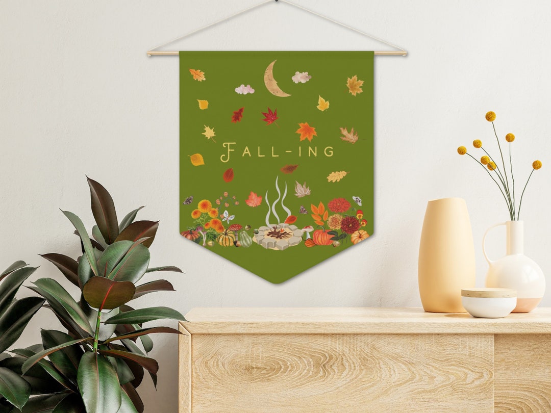 Fall Wall Decorations Fall-ing Leaves Pennant Flag With Floral ...