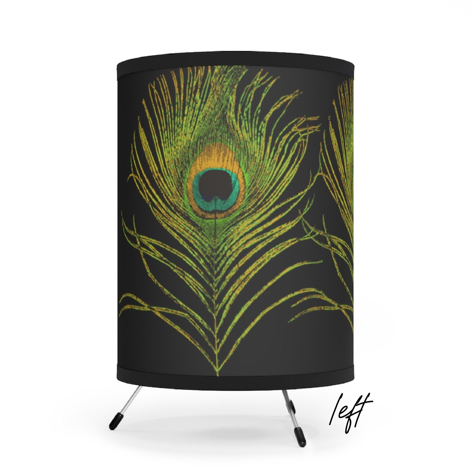 Peacock Feather Lamp, Feather Lamp, Bedside Lamp, Table Lamp, Tripod ...