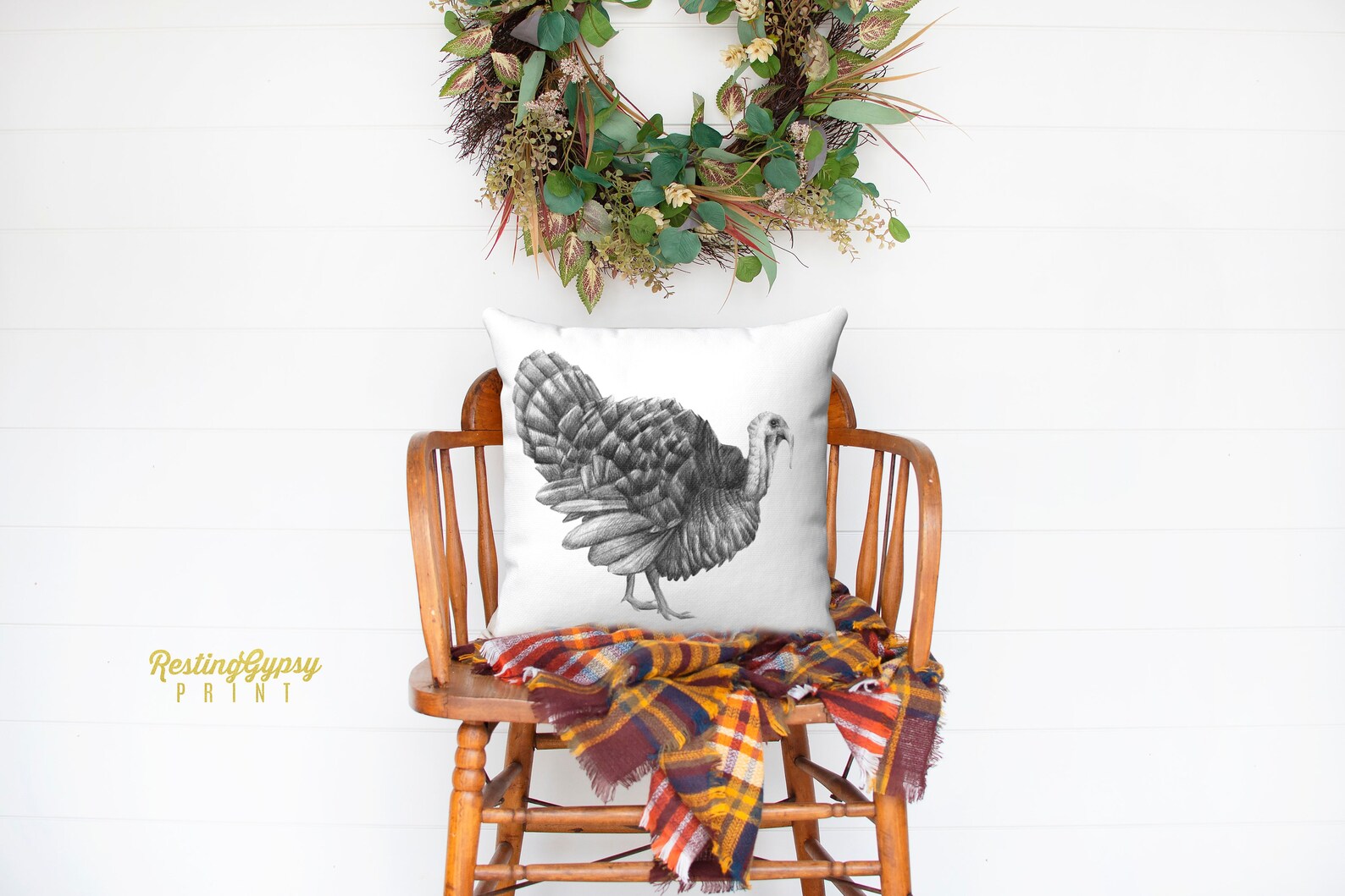 TURKEY PILLOW Cover Farmhouse Turkey Pillow Thanksgiving - Etsy
