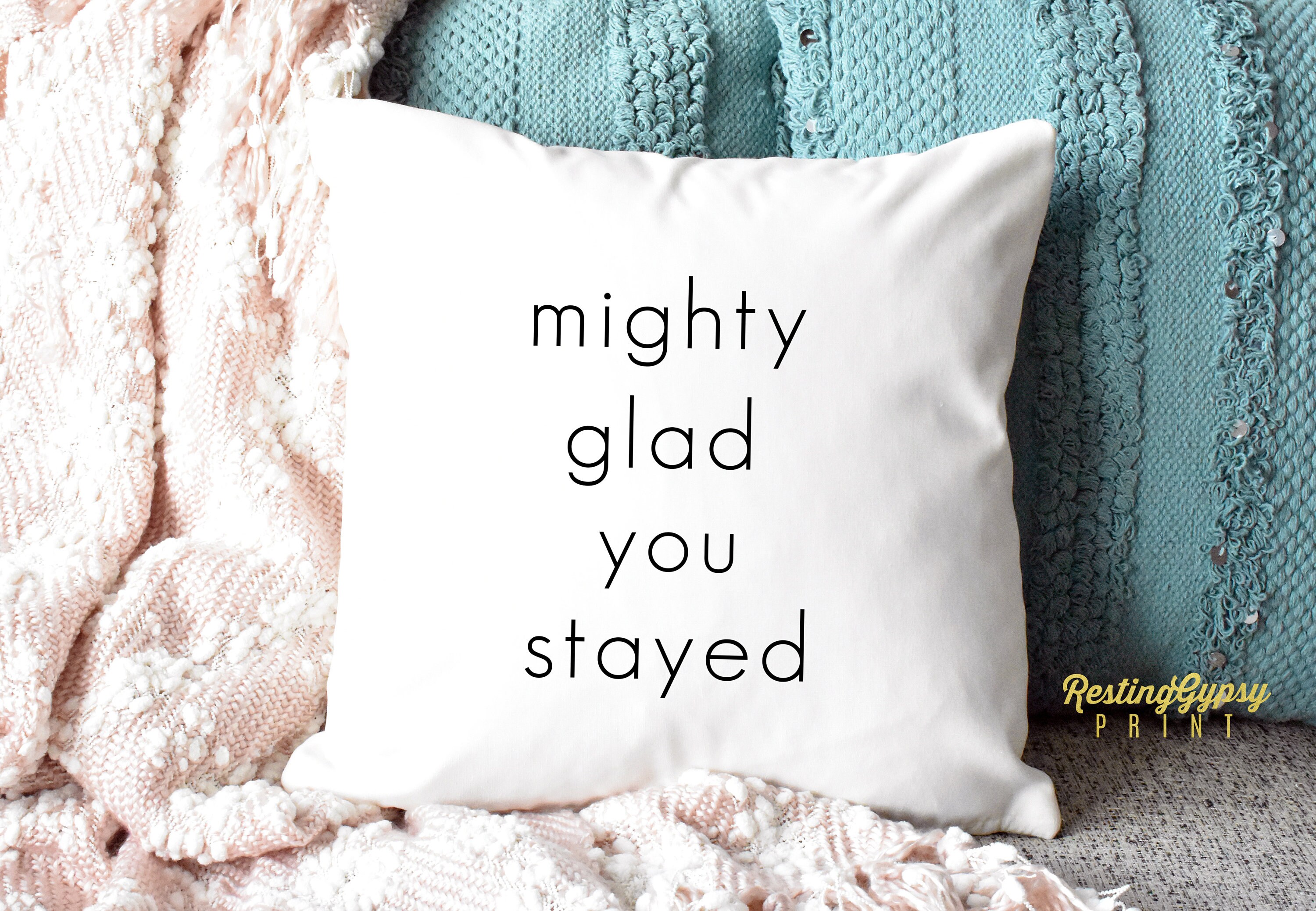 MIGHTY GLAD YOU Stayed Pillow Cover Guest Pillow Guest House | Etsy