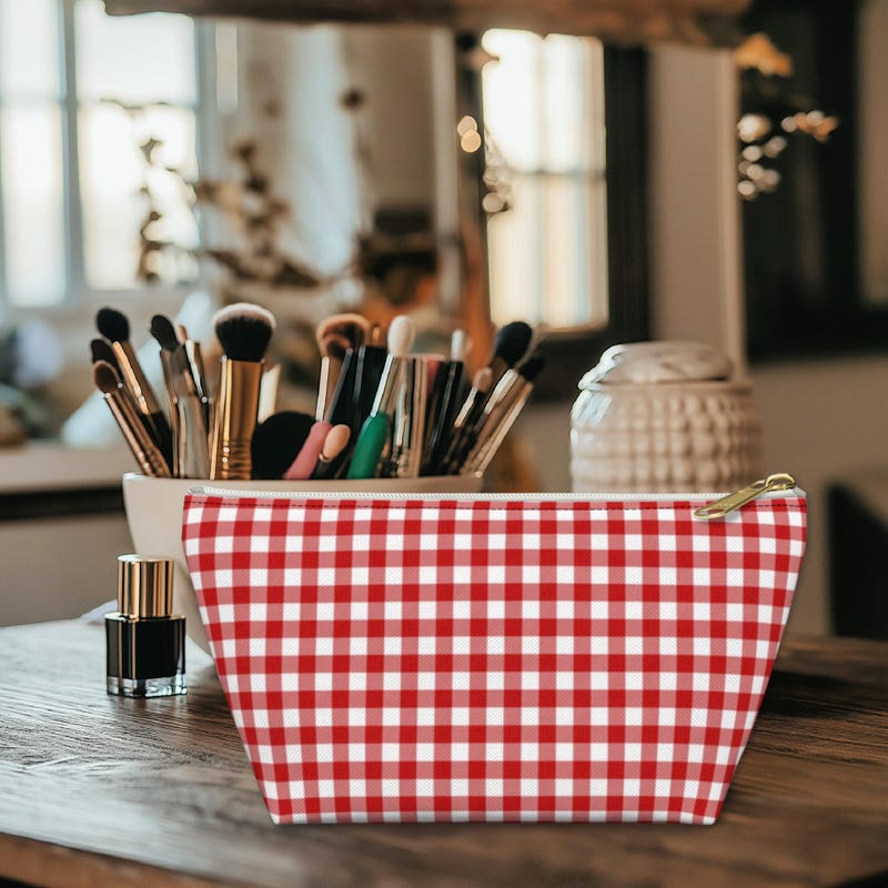 Red Gingham Zipper Pouch - Etsy