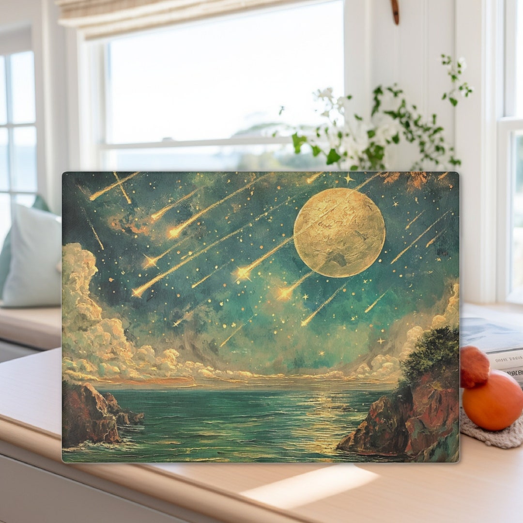 Meteor Shower Moon Oceanic Tempered Glass Cutting & Serving Board in 2 ...