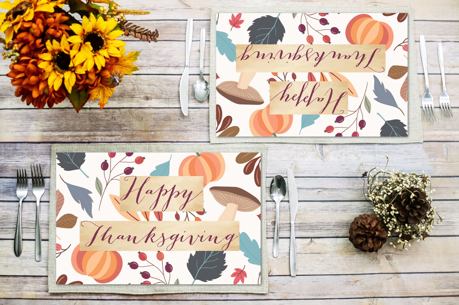 HAPPY THANKSGIVING PLACEMAT Printable Thanksgiving Table | Etsy