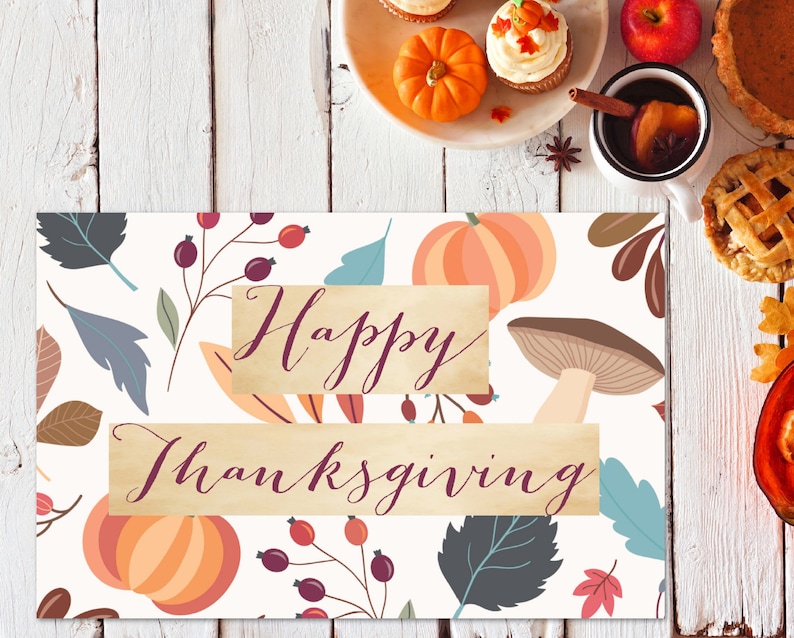 HAPPY THANKSGIVING PLACEMAT Printable Thanksgiving Table | Etsy