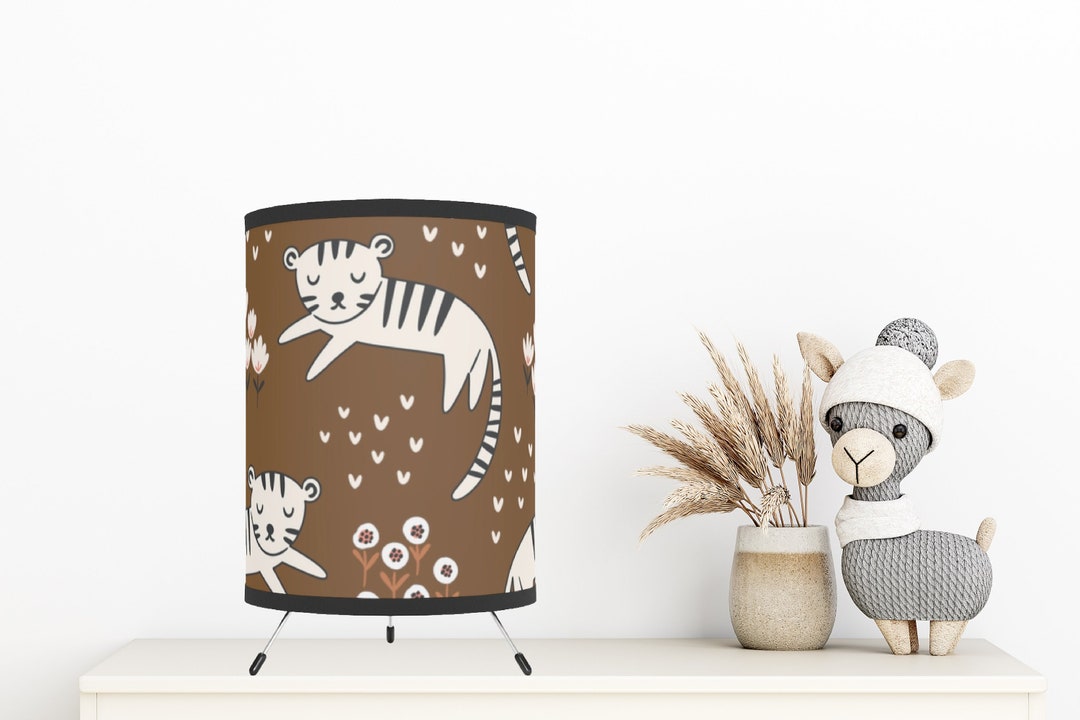 Tiger Lamp, Tiger Decor, White Tigers, Brown & White Lamp, Tripod Lamp ...
