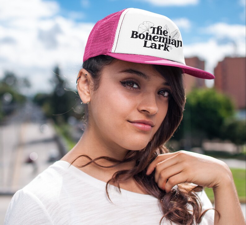 The Bohemian Lark Logo Trucker Hat, Mesh Snapback Cap - Etsy