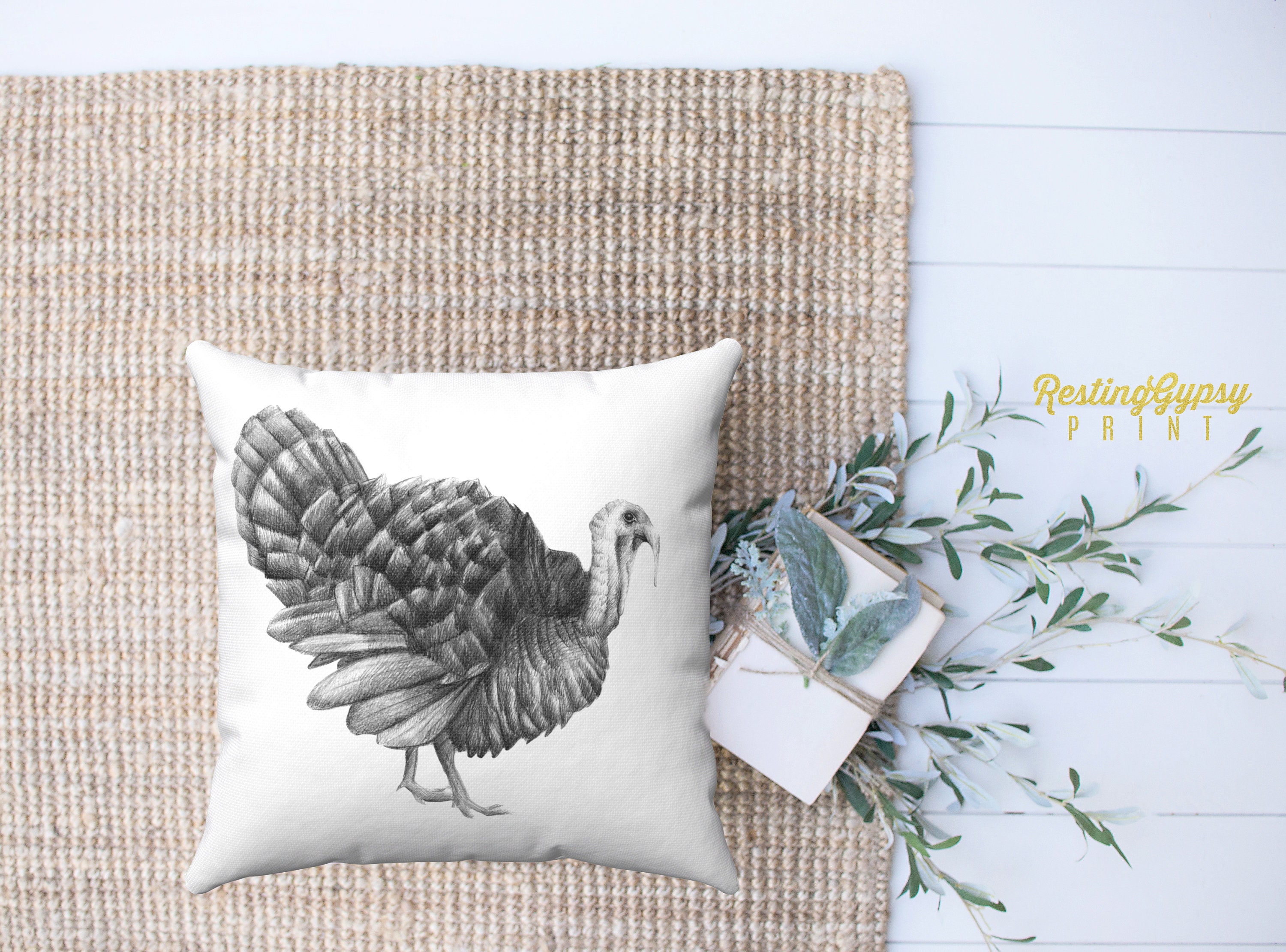 TURKEY PILLOW Cover Farmhouse Turkey Pillow Thanksgiving | Etsy