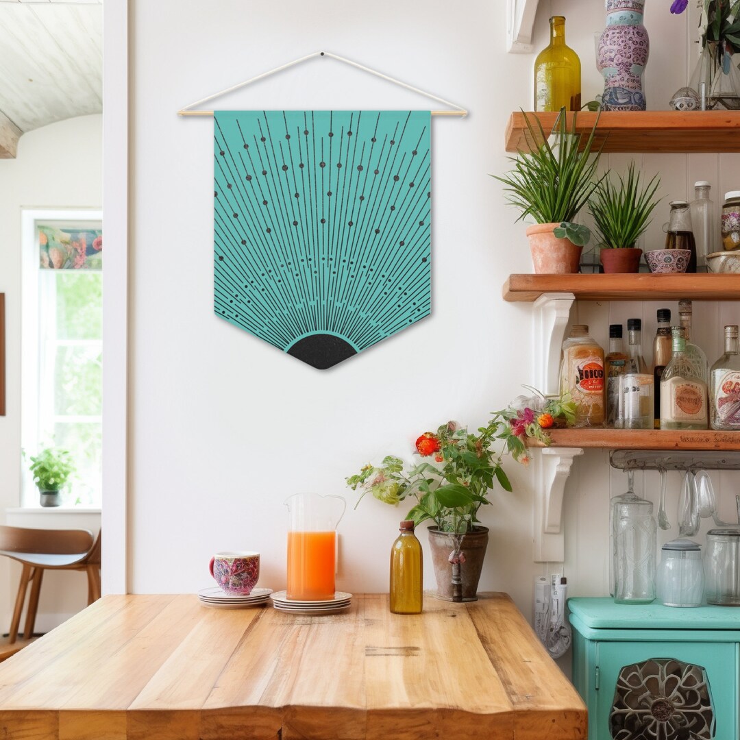 Sunburst Pennant Flags Wall Hanging in 10 Colors Ready to Hang Wooden ...