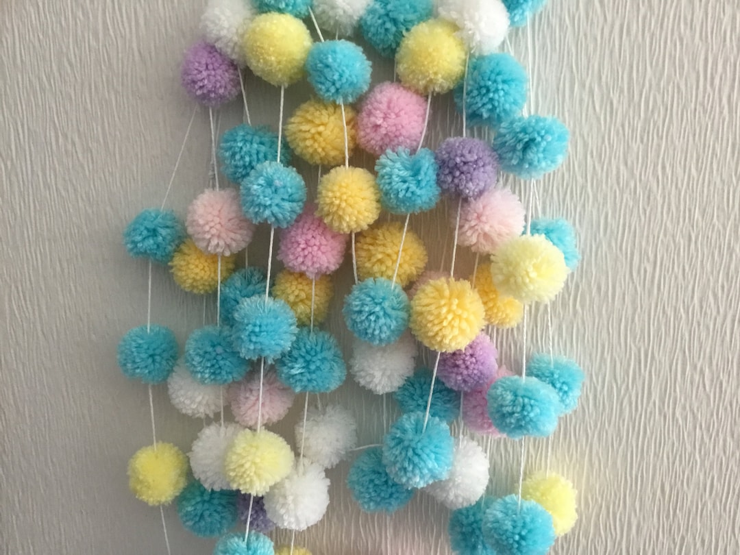 Pom Pom Decor,baby Shower Decor,yarn Pom Pom Garland,nursery Decor ...