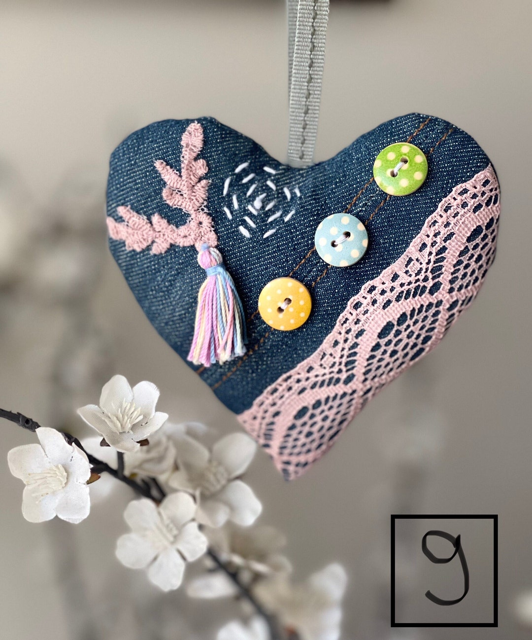 Denim Heart Decor,denim Hearts Pillow,vintage Style,gift,love Gift,door ...