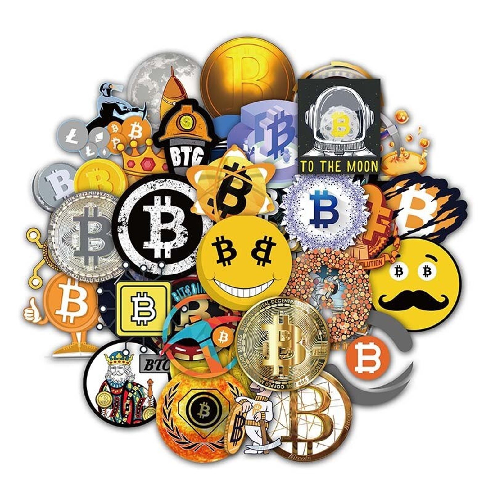 10/50 pcs pack Cartoon Bitcoin Stickers Cryptocurrency | Etsy