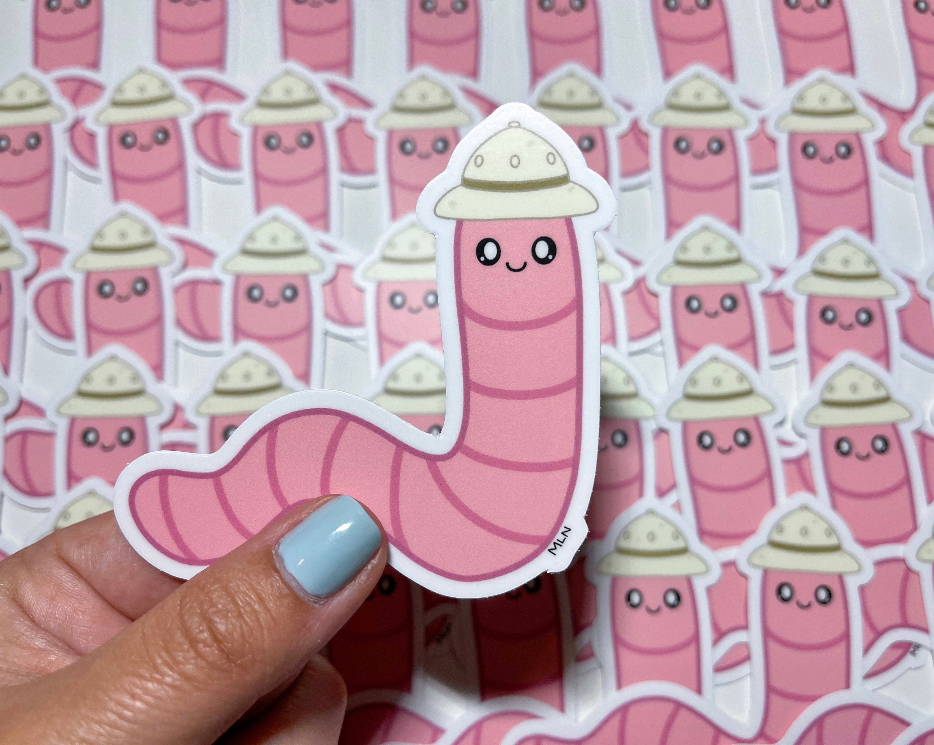 Adventure Worm Sticker Worm Sticker Waterproof Sticker | Etsy UK
