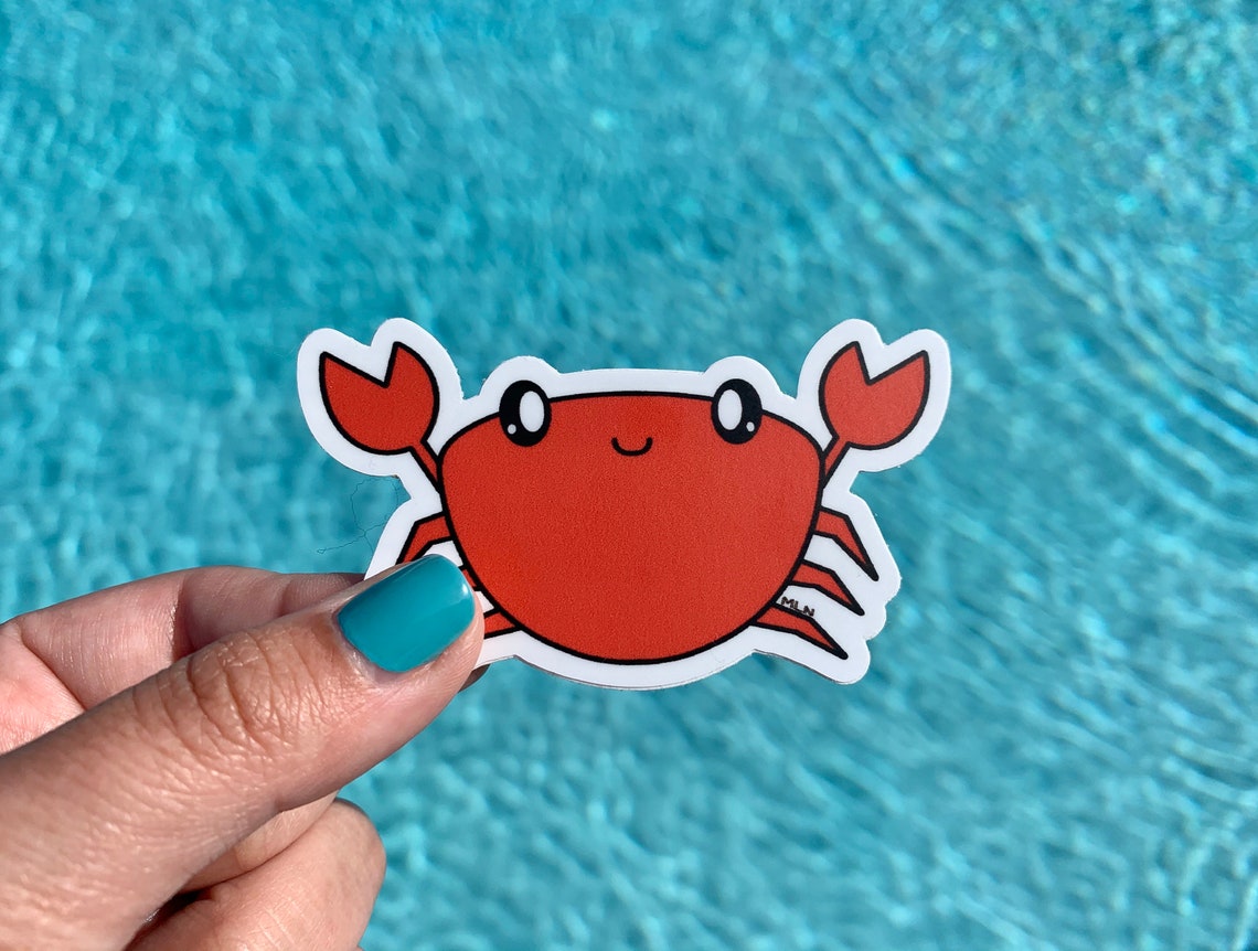 Cutie Crab Waterproof Sticker Crab Sticker Waterproof | Etsy