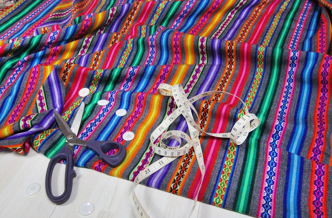 Tela Ethno colorida rayada de Perú, tela tejida por metro para costura ...