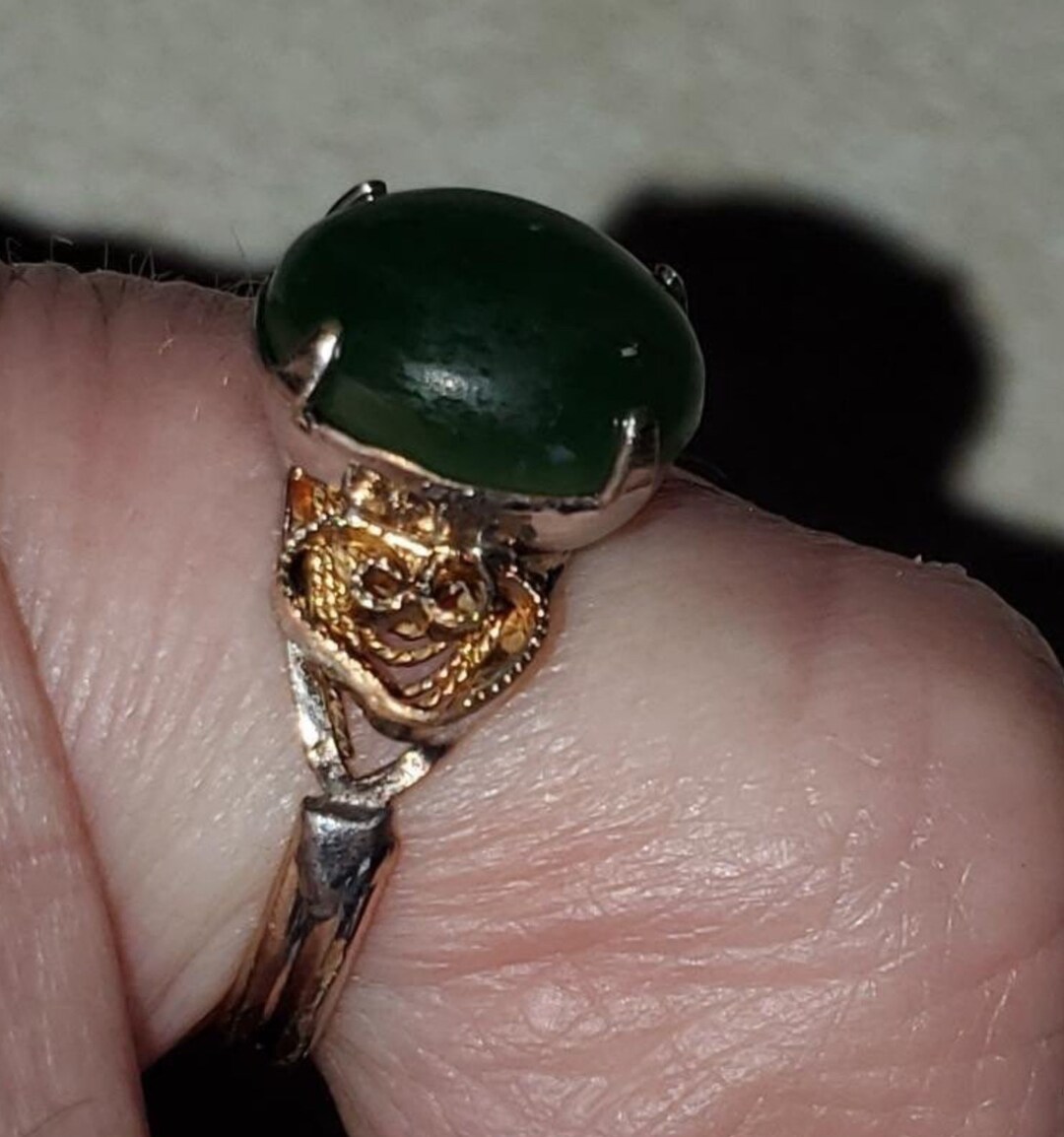Authentic Vintage Jade Flower Ring Gold Band Women's Size 5 - Etsy