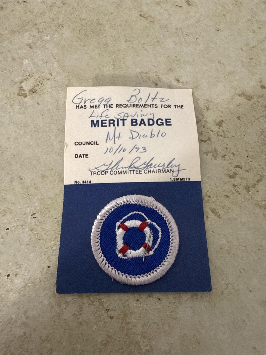 B.s.a.vintage Life Saving Merit Badge Emblem With Card 1973 - Etsy