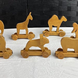 Wood Circus Animals on Wheels 6-8” Tall - Etsy