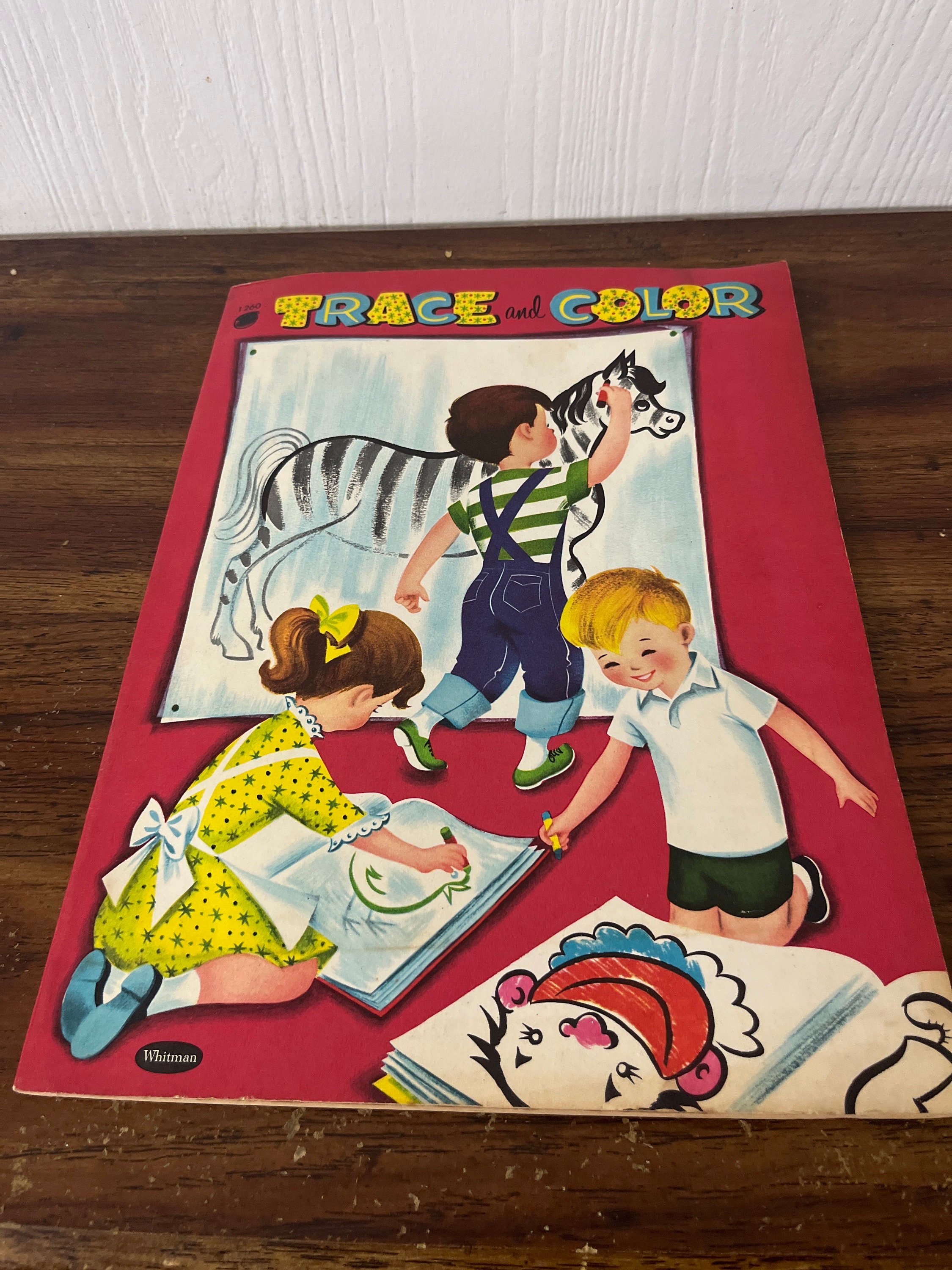 1955 Trace and Color Coloring Book (vaughan) Whitman- Unused Very Good ...