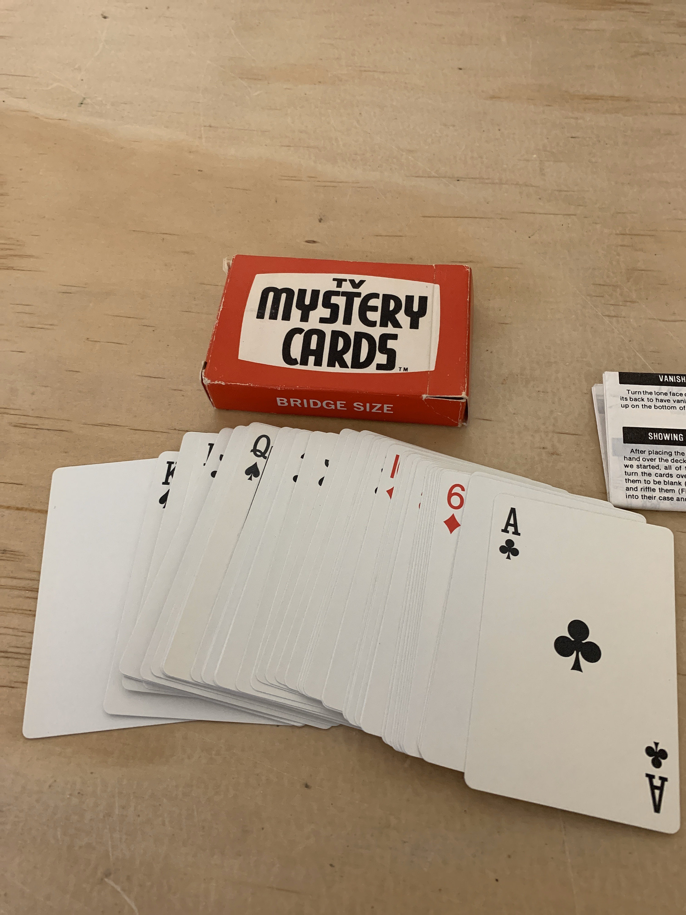 Vintage TV Mystery Cards Bridge Size Seventies USA Magic Tricks ...