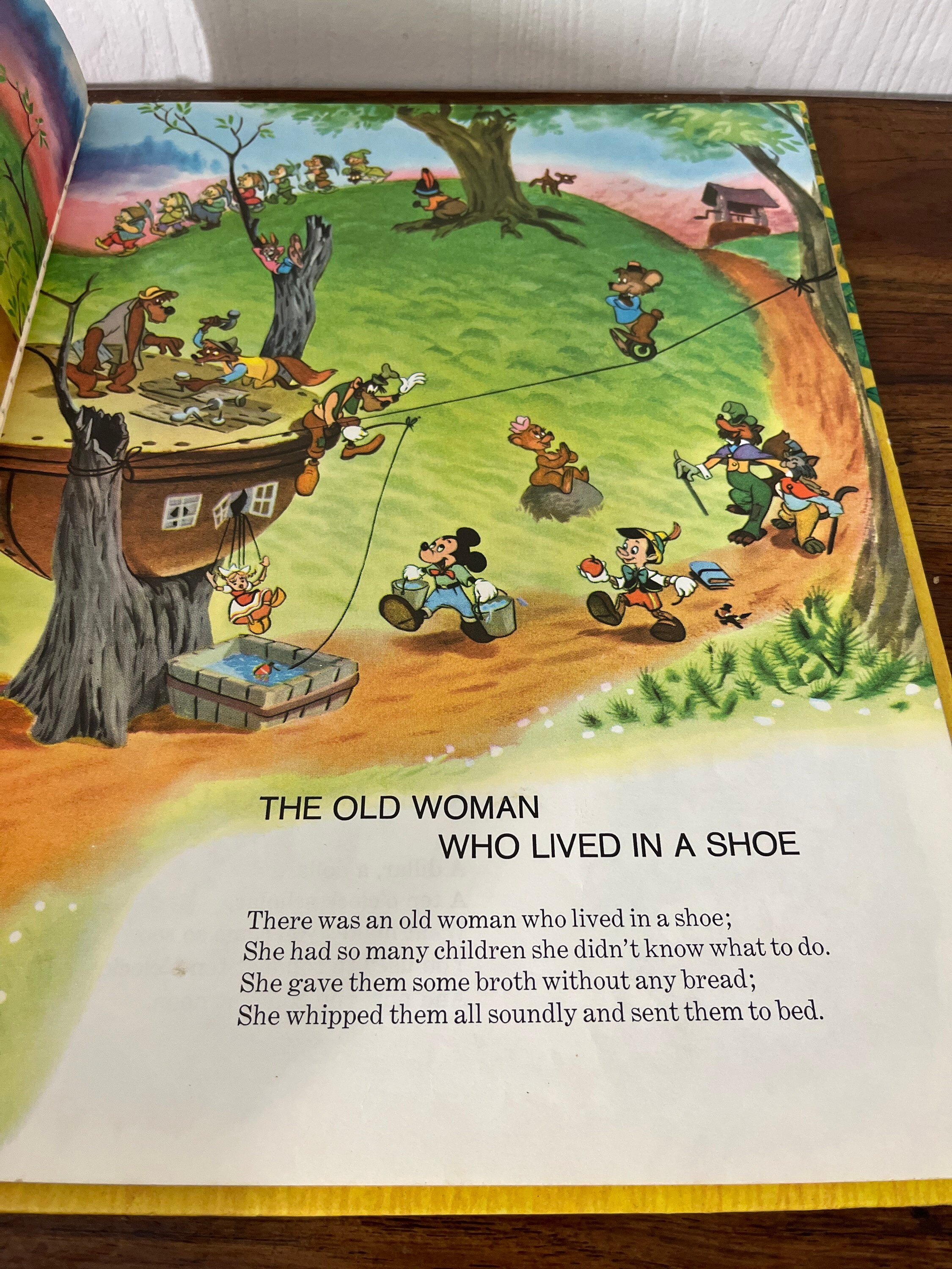 Vintage Walt Disney Mother Goose Large Golden Book Mickey Mouse Goofy ...
