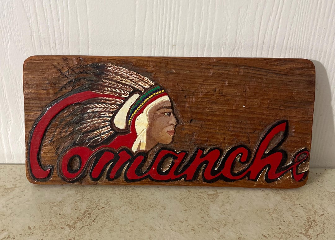 Vintage Comanche Carved Wood Wall Hanging Sign 12 X 5.5 - Etsy