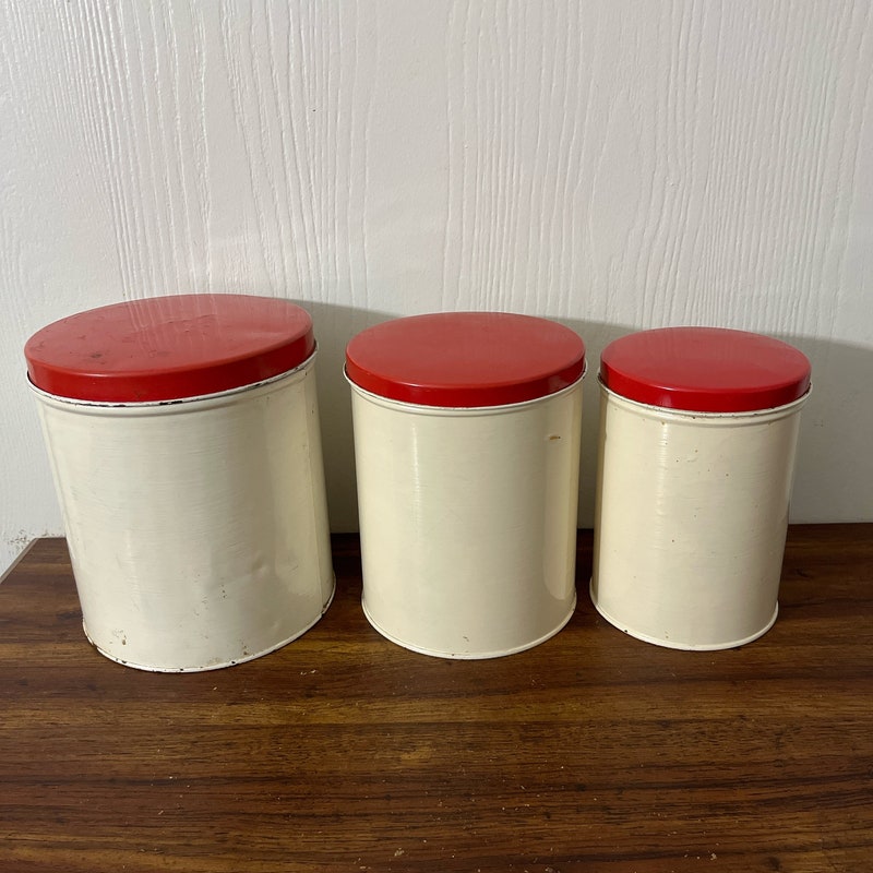 Red White Canisters - Etsy