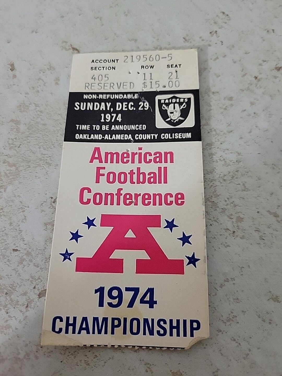 1974 (oakland Raiders) AFC Championship Ticket - Etsy
