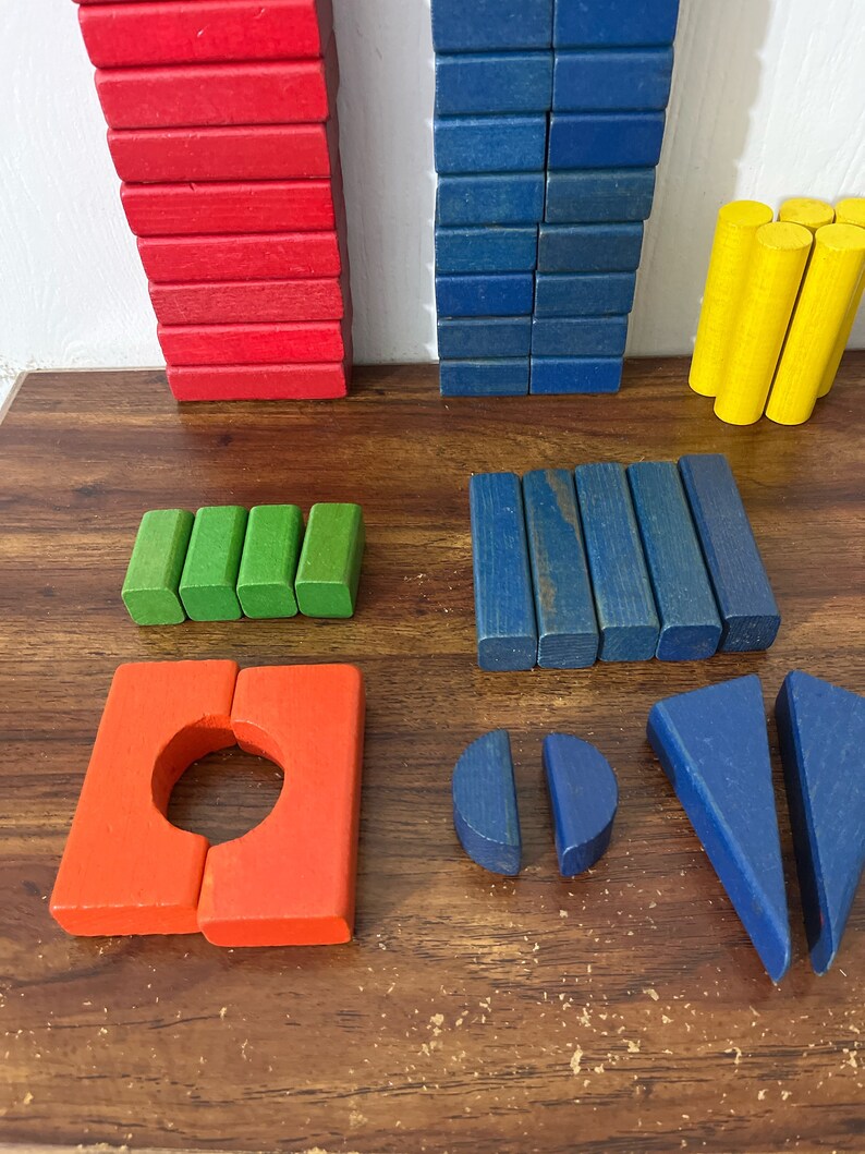 Vintage Playskool Colored Wood Building Blocks 66 Pieces - Etsy