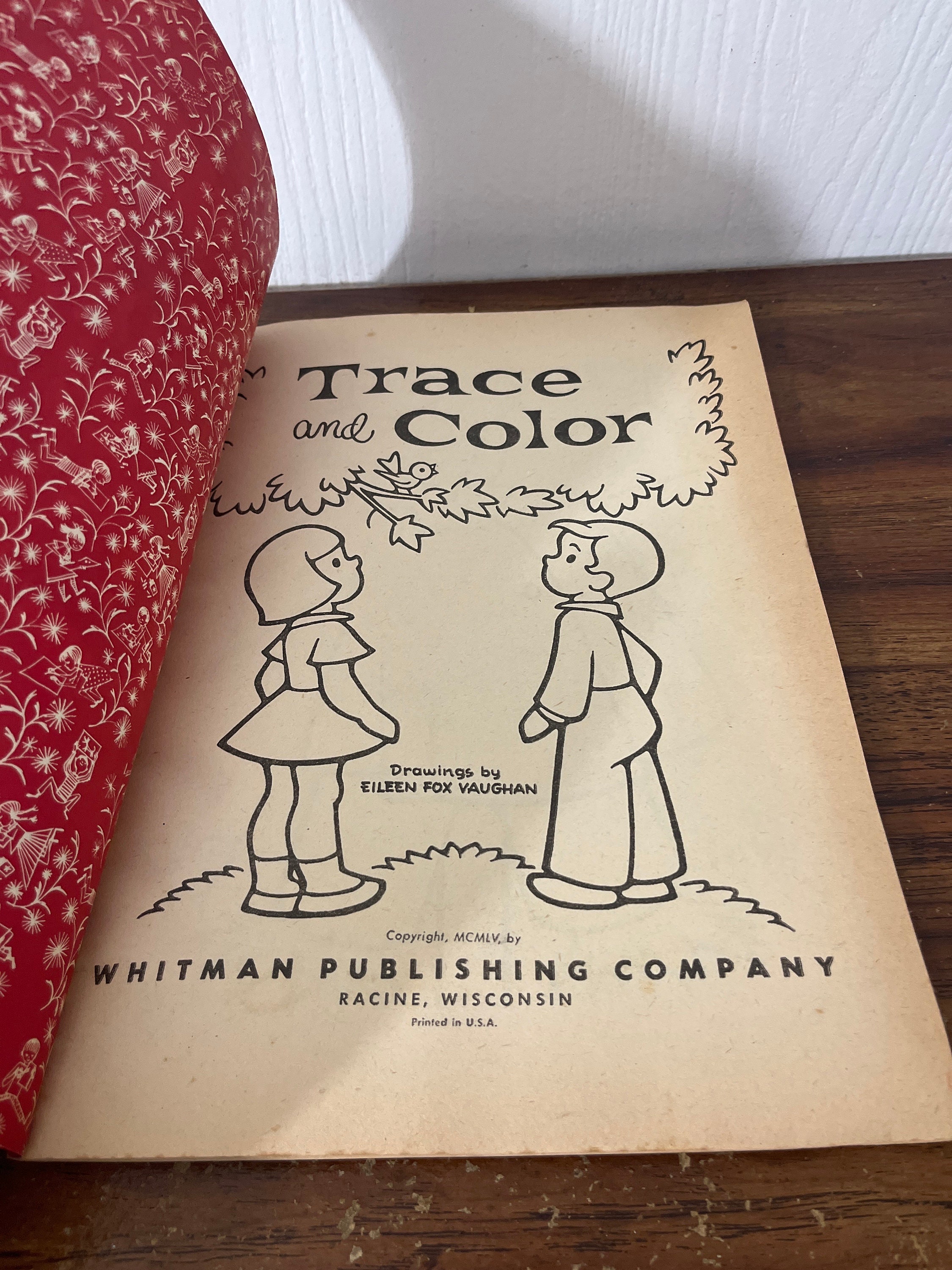 1955 Trace and Color Coloring Book (vaughan) Whitman- Unused Very Good ...