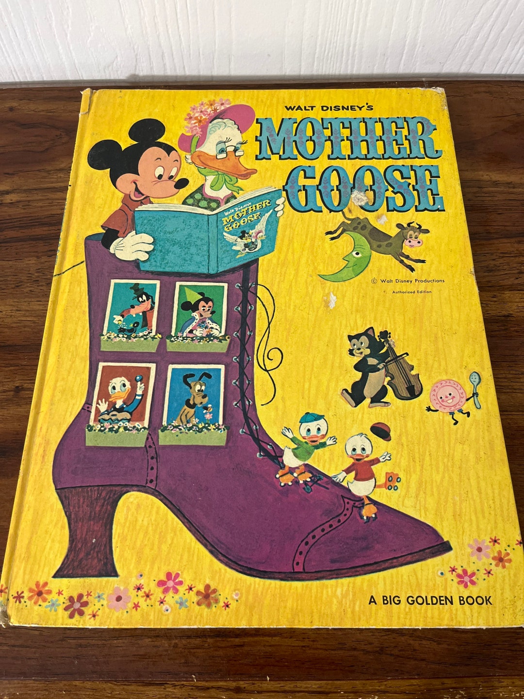 Vintage Walt Disney Mother Goose Large Golden Book Mickey Mouse Goofy ...