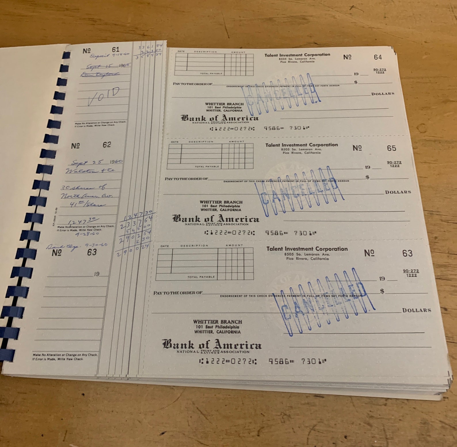 Vintage Bank of America Check Book Whittier CA - Etsy