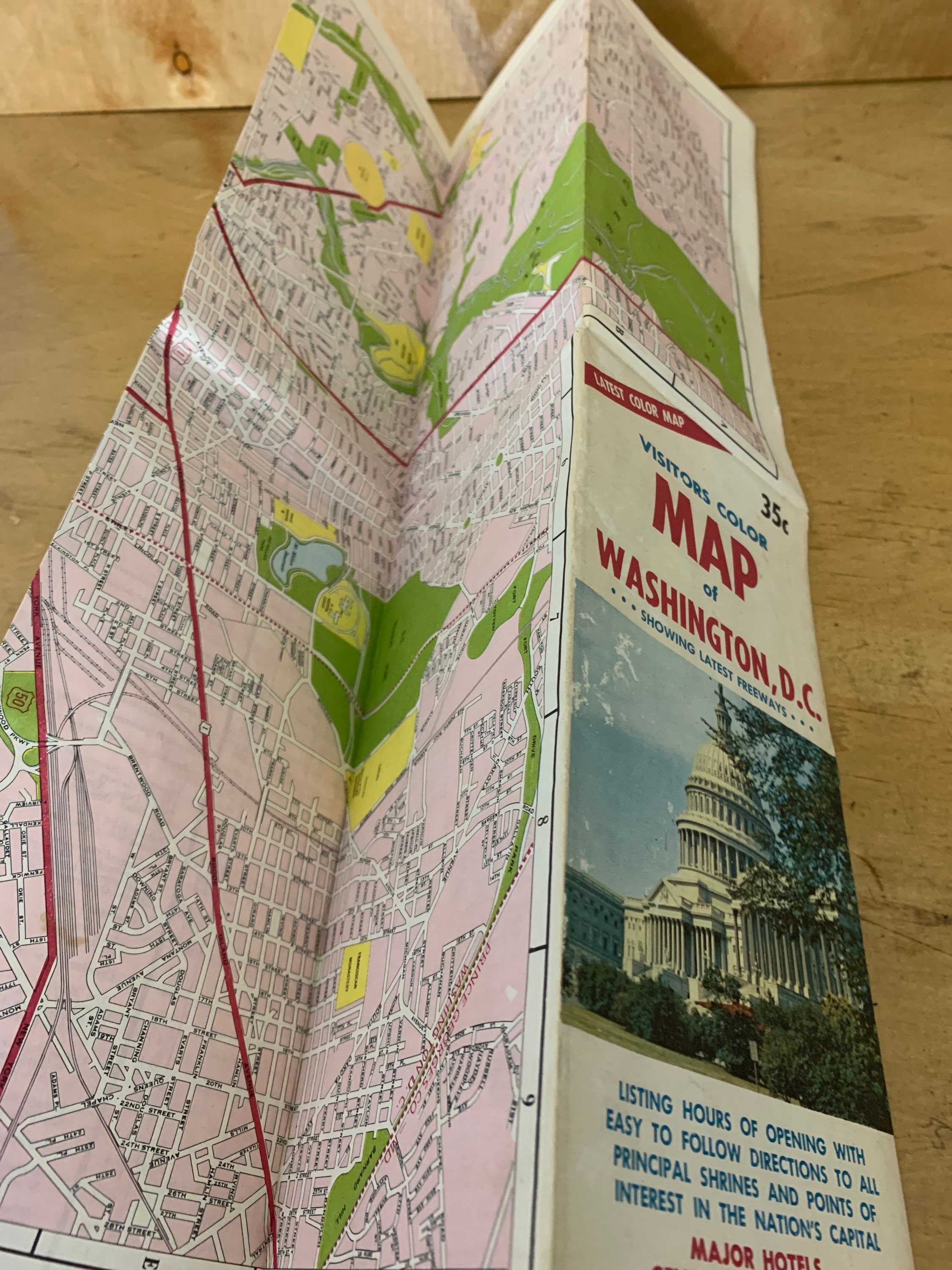 Vintage Tourist Map of Washington Visitors Full Color Map - Etsy