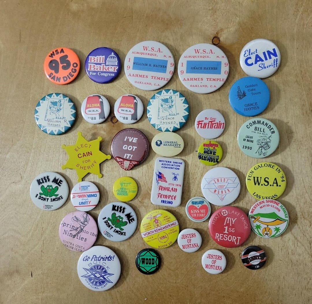 Lot of 30 Button Badges, Pins - Etsy