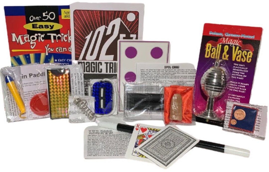 BEGINNER MAGIC KIT + Over 100 E-Z Tricks 2 Books Wand Ball Vase Money ...