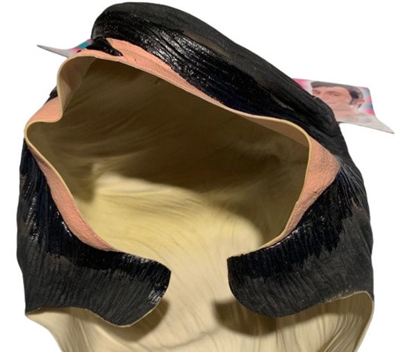 Vintage ELVIS RUBBER WIG Mask Sideburns Fake Black La… - Gem