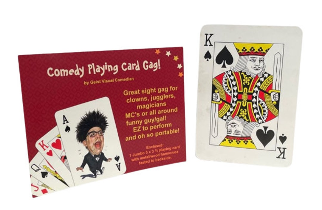 Funny PLAYING CARD GAG Harmonica Magic Trick Joke Clown Circus Jumbo ...