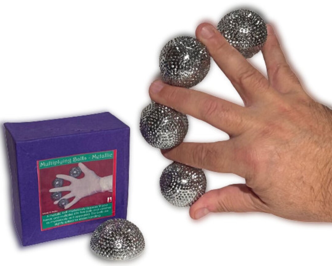 Vintage Silver MULTIPLYING BILLIARD BALLS Glitter Magic Trick Plastic Shiny Set Hand ...