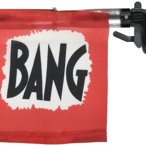 Vintage BANG GUN FLAG Red Mini Banner Clown Comedy Gag Toy Joke Stage ...