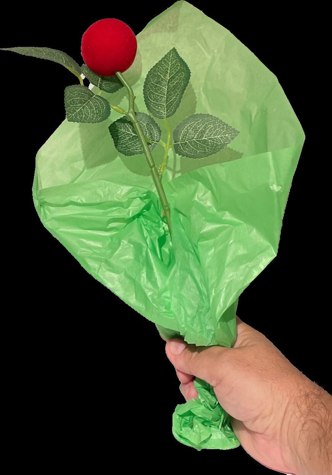 Funny Long STEM RED NOSE Flower Rose Gag Foam Sponge Clown Big Ball ...