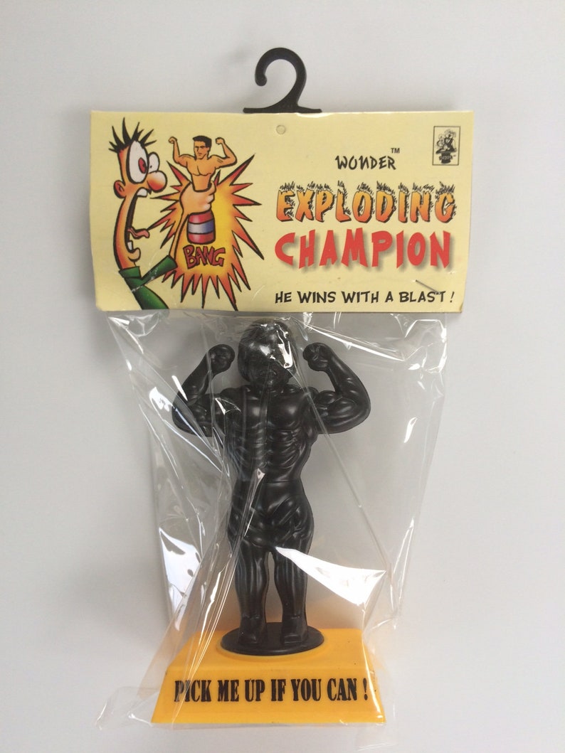Vintage EXPLODING CHAMPION TROPHY Muscle Man Statue Prank Trick Joke ...