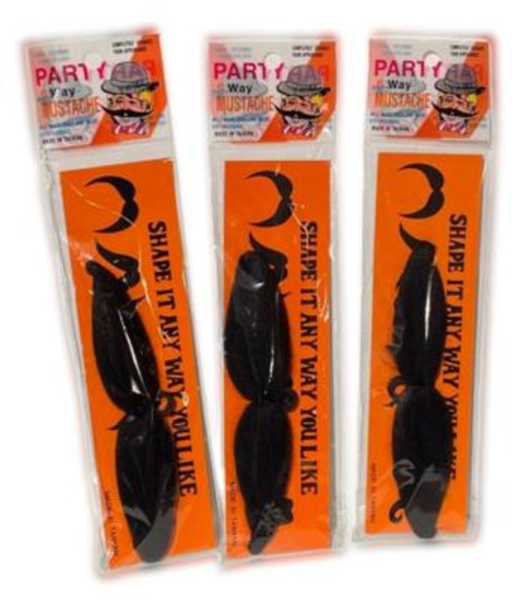 Vintage 3 Pack SIX WAY MUSTACHE Costume Disguise Joke Fake Facial Hair ...