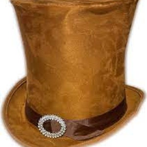 Deluxe BELL TOP HAT Tall Brown Topper Steampunk Adult Costume Wizard ...