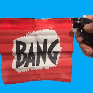 Vintage BANG GUN FLAG Red Mini Banner Clown Comedy Gag Toy Joke Stage ...