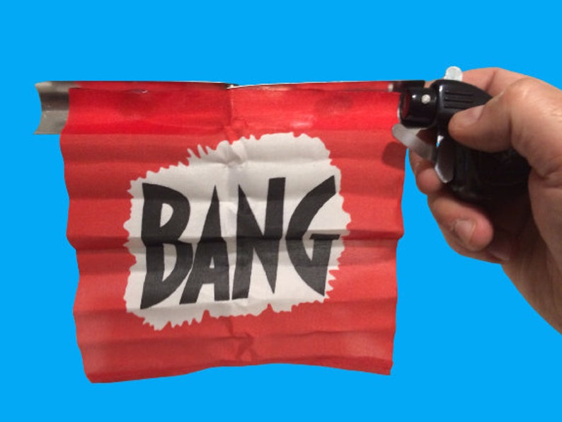 Vintage BANG GUN FLAG Red Mini Banner Clown Comedy Gag Toy Joke Stage ...