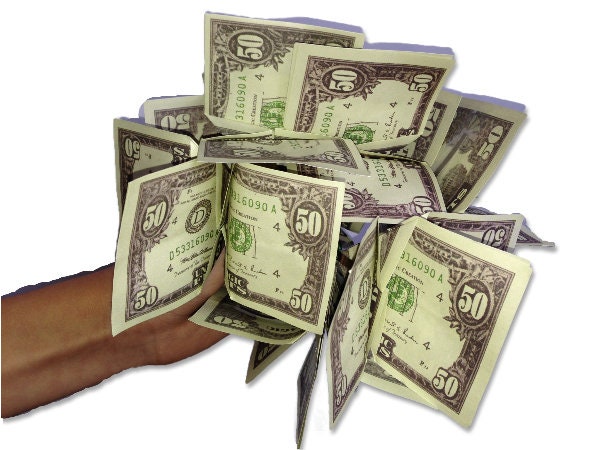 Deluxe SPRING MONEY BILLS Fake 50 Dollar Magic Trick Production Bouquet ...