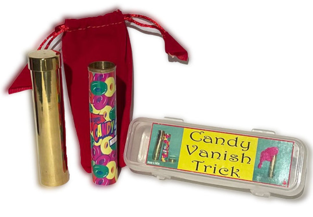 Vintage Brass VANISH CANDY TRICK Magic Tube Roll Life Savors Into Silk ...