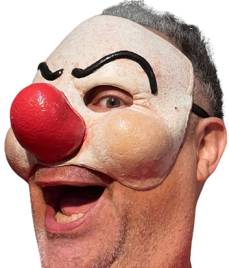 Deluxe CLOWN HALF MASK Clockwork Orange Latex Rubber Red Nose Scary ...
