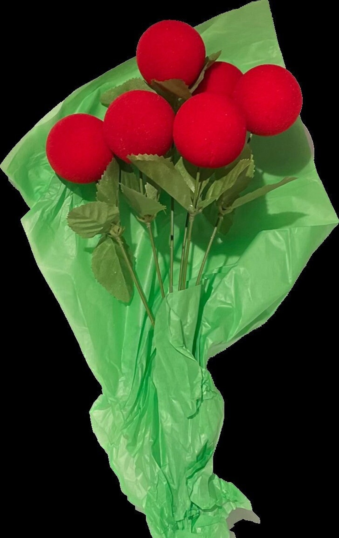 Funny Half Dozen RED NOSES FLOWER Bouquet 6 Foam Ball Stems Clown Gag ...